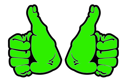 THUMBS UP DECAL STICKER green 100MM High CONTOUR CUT LEFT & RIGHT | eBay