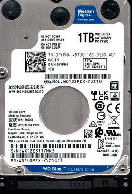 WD10SPZX-75Z10 S/N: WXC2E WESTERN DIGITAL 1TB THAILAND JUN 2021 | eBay