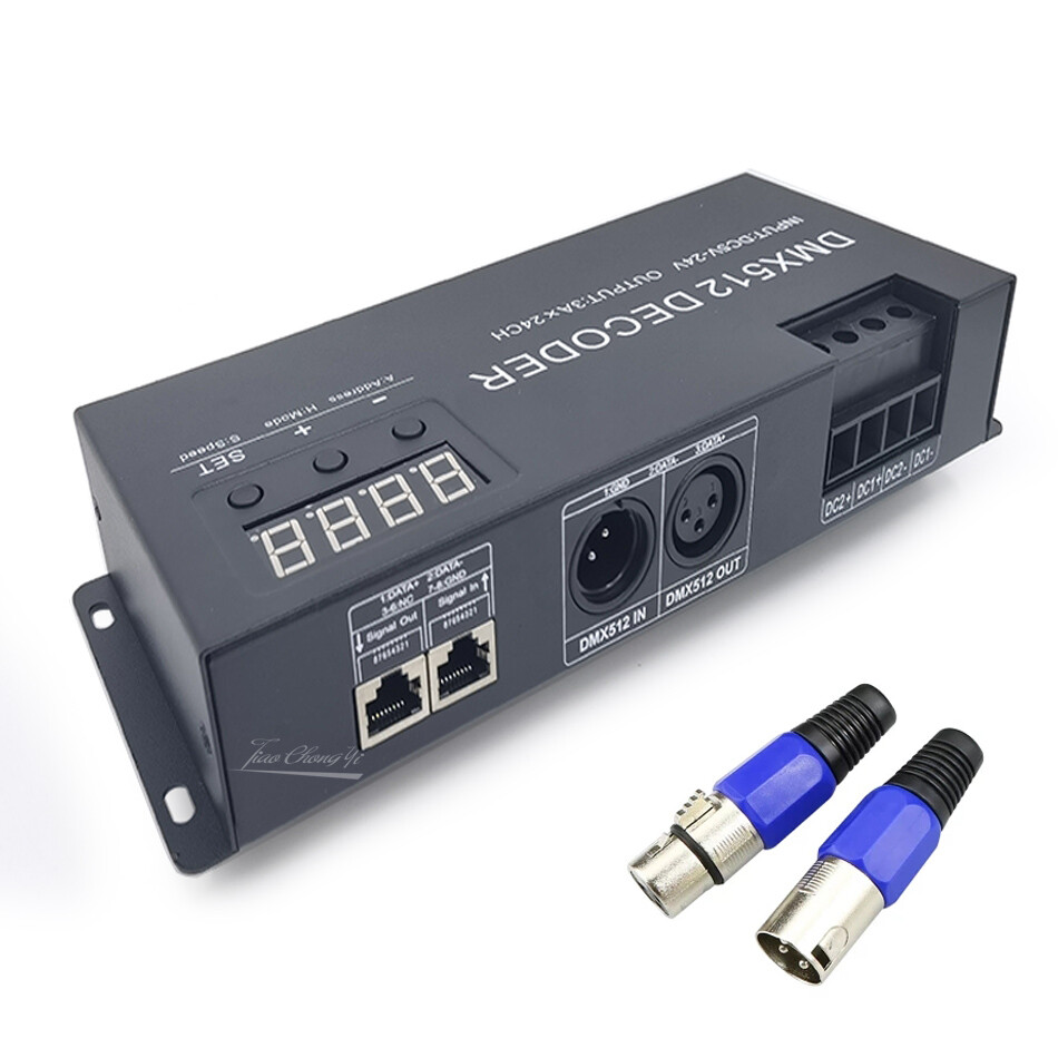 DMX512 Decoder 24 channel with Digital Display DC5V-24V RGB LED strip ...