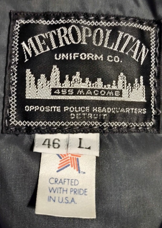 VTG RARE MADE IN USA METROPOLITAN UNIFORM CO. DETROIT POLICE LEATHER ...