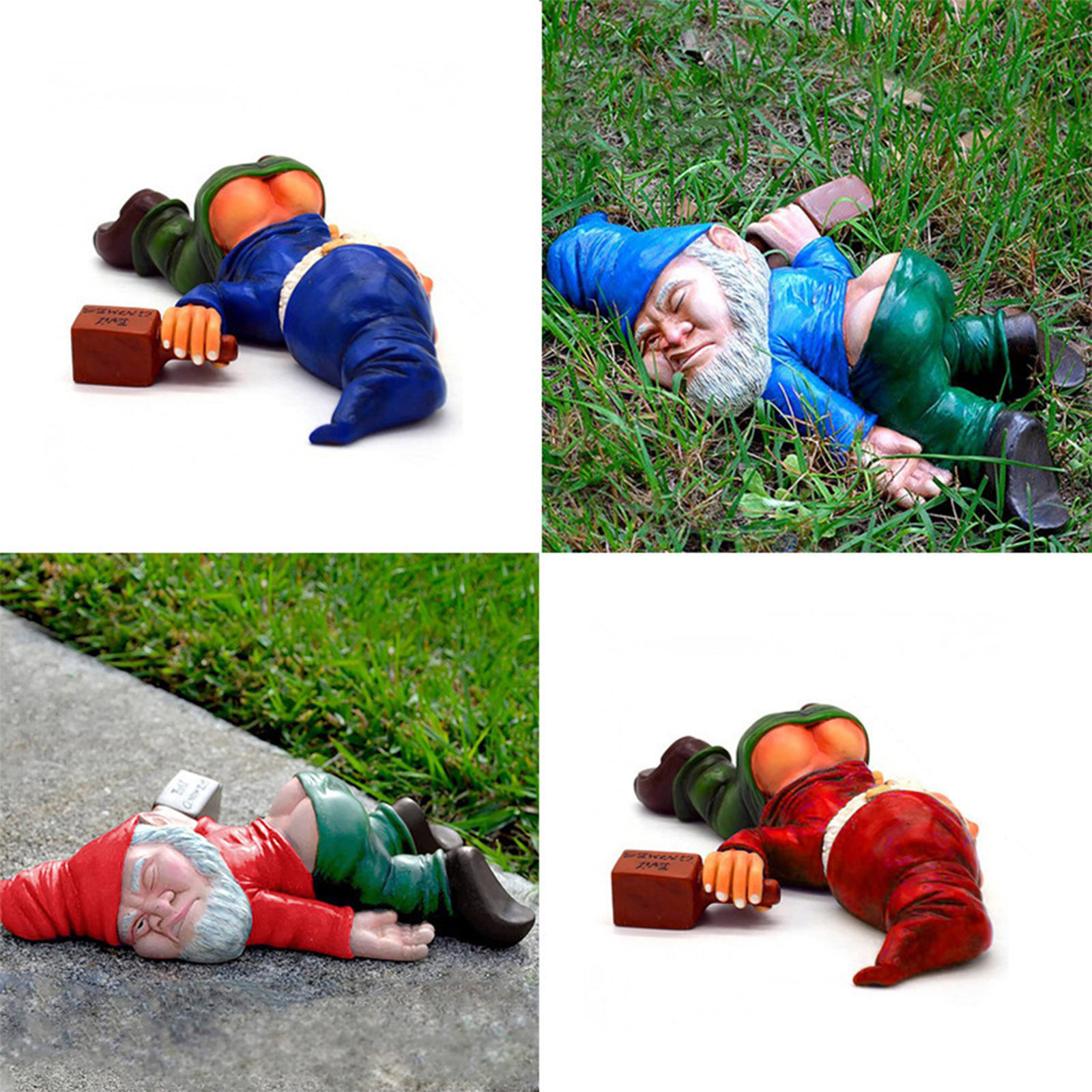 Funny Drunk Dwarf Garden Gnome Decor Yard Patio Ornament Rude Passed ...