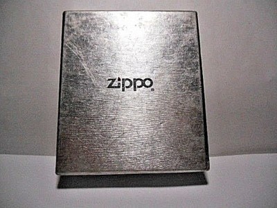 VINTAGE ZIPPO LIGHTER BLACK & CHROME EMPTY DISPLAY BOX 3" X 3-5/8" X 3/ ...