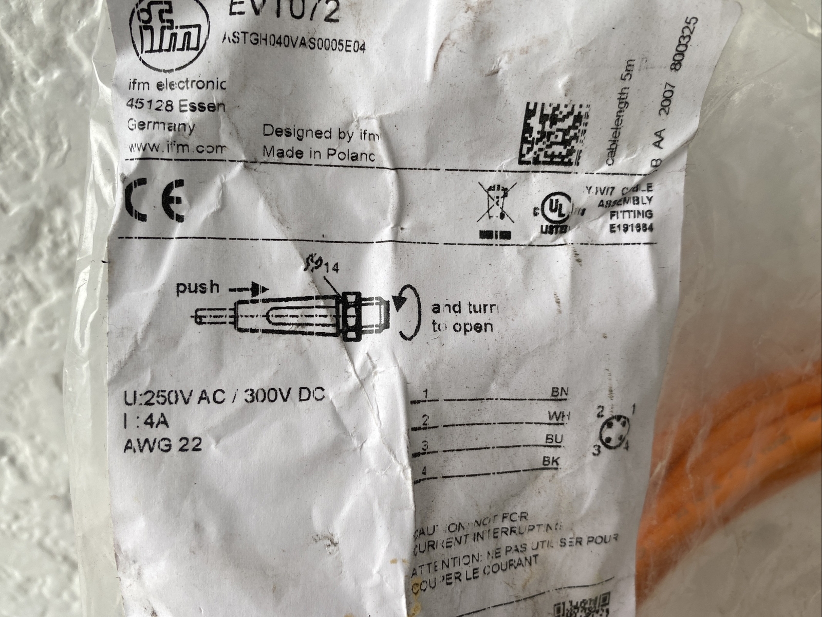 IFM sensor accessory connecting wire EVT072 for sale online | eBay