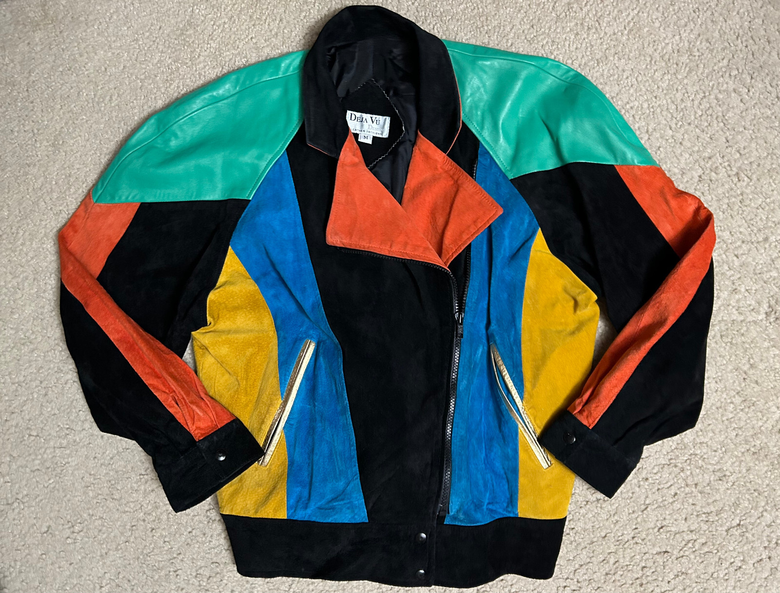 deja vu designs VINTAGE leather jacket 80s 90s retro … - Gem