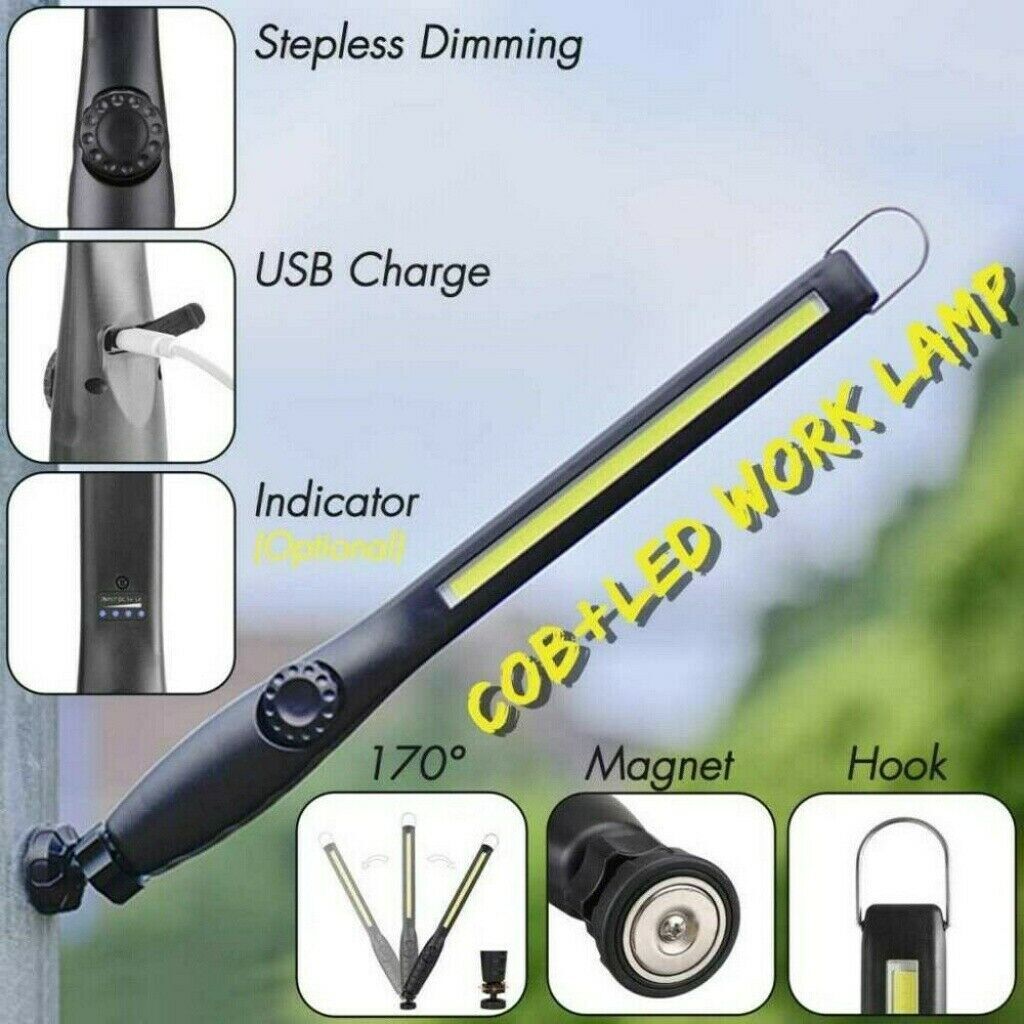 Rechargeable COB LED Slim Work Light Bright Flashlight Inspection Lamp ...