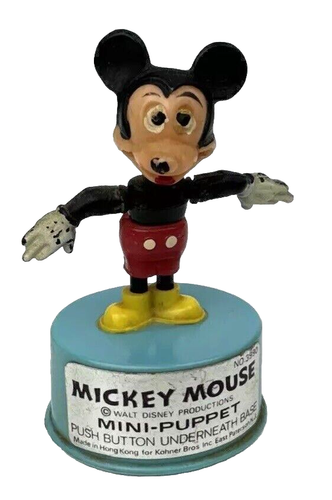 Vtg Kohner Mini Walt Disney Mickey Mouse Thumb Push Button Puppet Toy ...