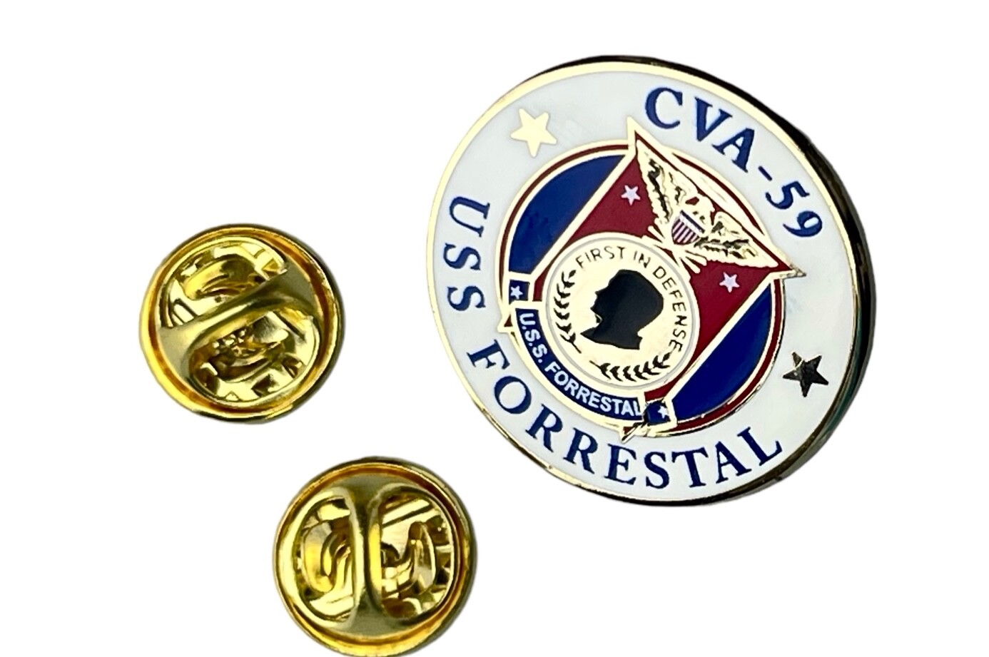 USN USS Forrestal CVA-59 1 inch hat lapel pin EE14826 F8D6VV | eBay