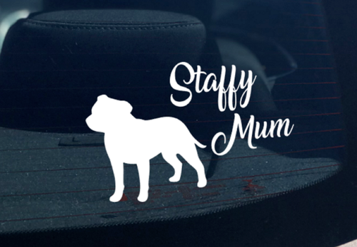 Staffy Mum Car Decal Vinyl Sticker Window Staffordshire Bull Terrier ...