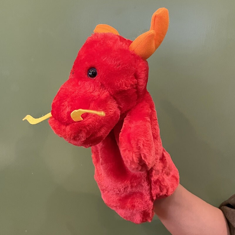 Red Dragon Children Hand Puppet Plush Toys Game Storytelling Doll ...