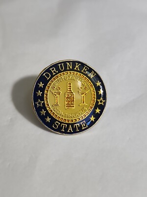 Drunken State Lapel Pin Intoxicus Continous Humorous Wine Beer Cocktail ...