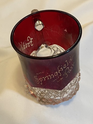 Illinois Antique SPRINGFIELD FAIR Ruby Flash Souvenir Cup, “Fred ...