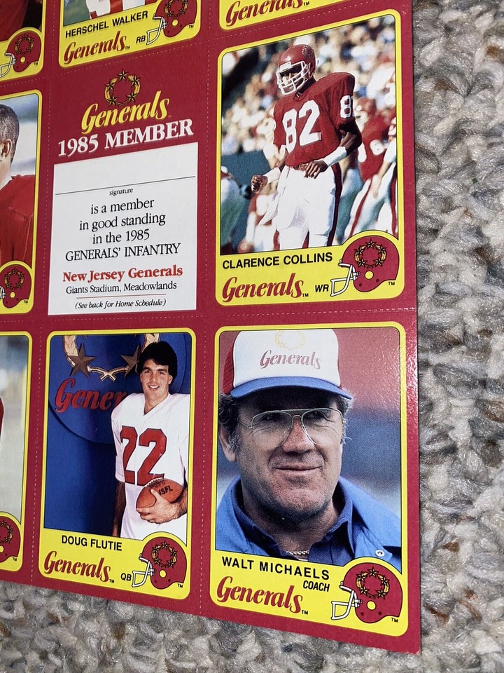 1985 Topps USFL New Jersey Generals Infantry uncut Team Sheet Nmt-Mt | eBay
