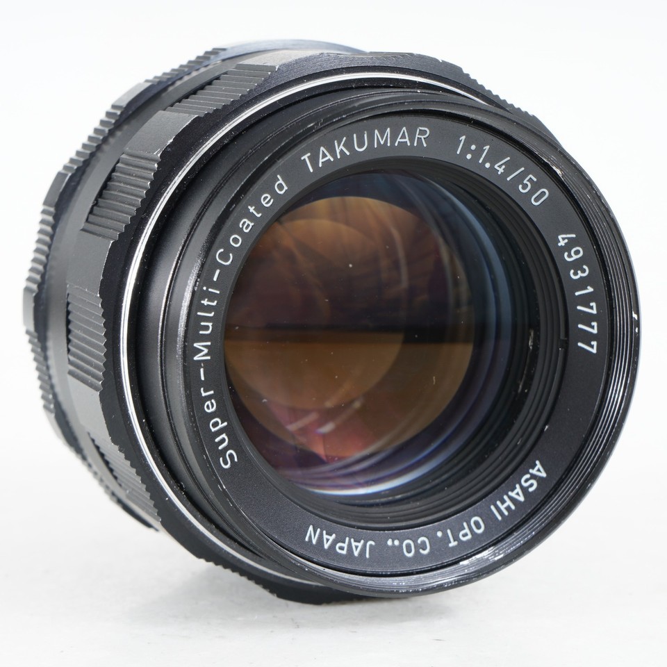 -[EX++]ASAHI PENTAX SMC TAKUMAR 50MM F1.4 LENS FOR M42 MOUNT WITH HOOD ...