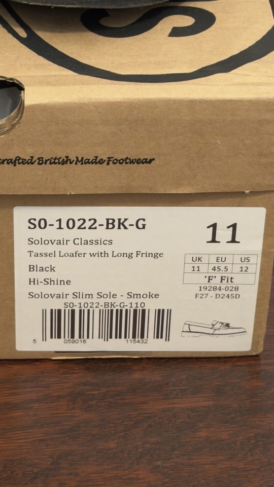 Solovair Tassel Loafer - Hi-Shine Black size UK 11 US 12 (Used) | eBay UK