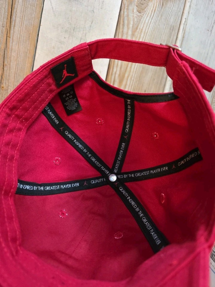 Jordan Brand Black Jumpman Embroidered Logo Adult Adjustable Red Hat ...