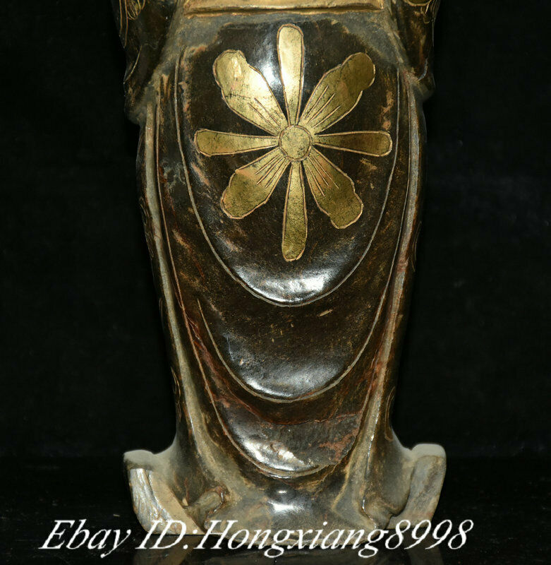 11" Old Han Dy Natural Hetian Jade Gold Palace Beautiful Woman Belle ...