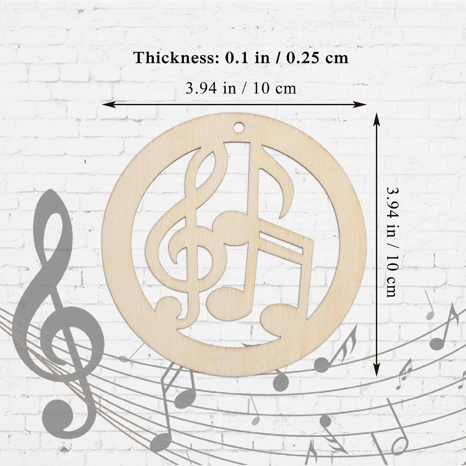 20Pcs Music Note Wood DIY Crafts Cutouts Wooden round Musical Note ...