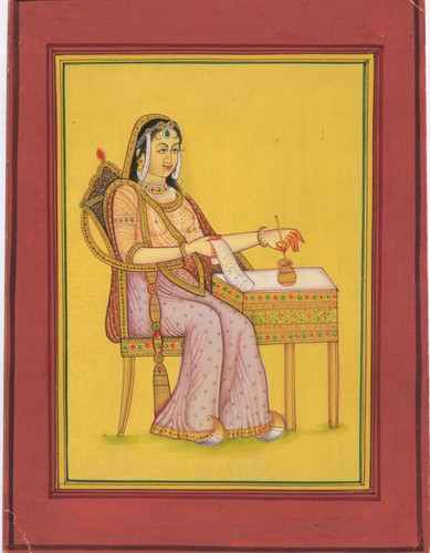 Original Indian Art Rajput Queen Miniature Paper Painting Watercolor ...