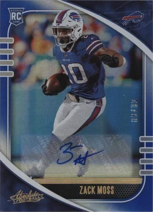 2020 Panini Absolute - Rookie Zack Moss #200 Blue Spectrum Signatures ...