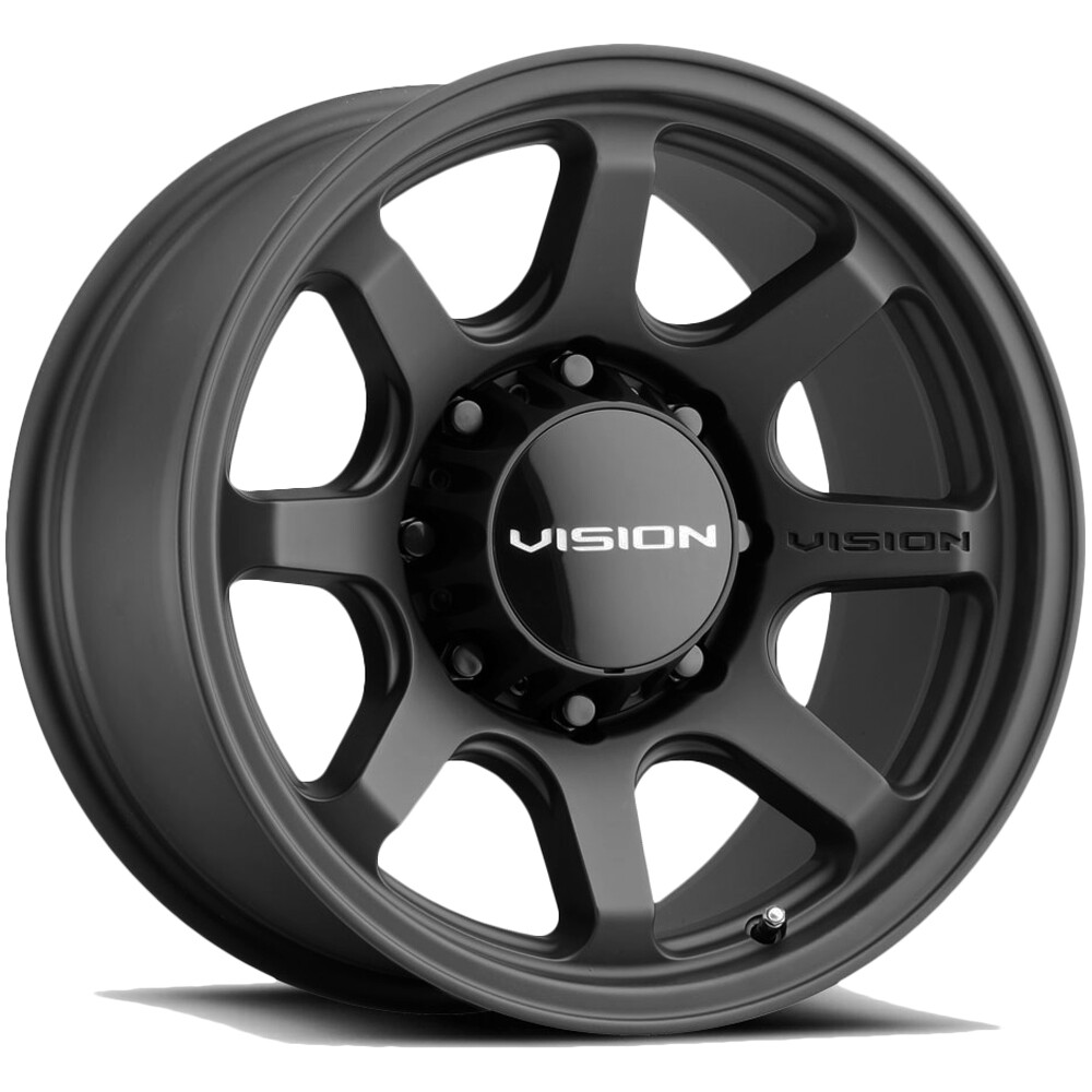(Set of 4) Vision 351 Flow 17x9 8x6.5" +0mm Satin Black Wheels Rims 17 ...