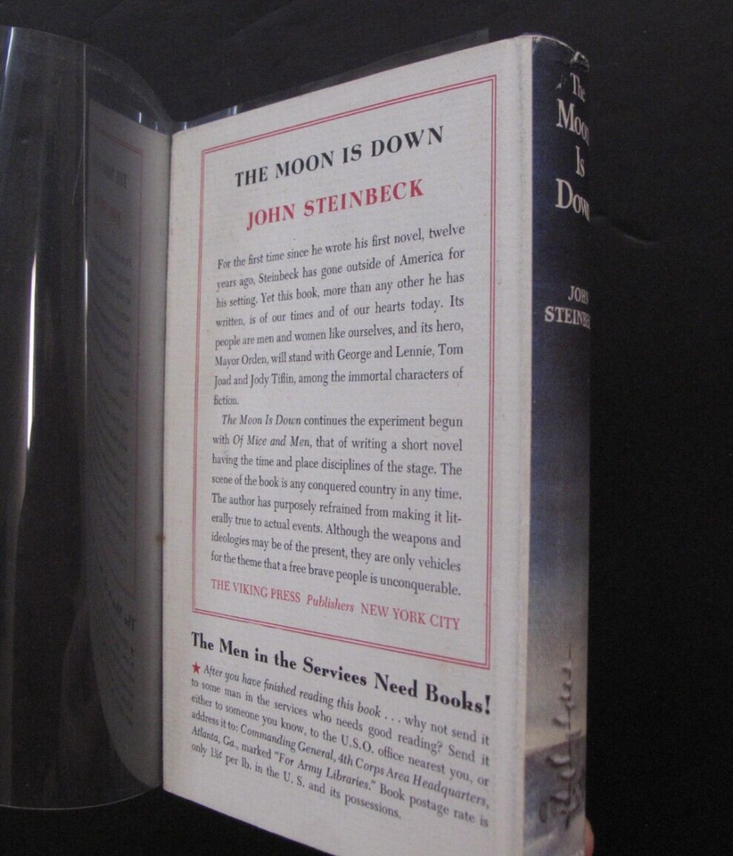 WWII Military Occupations Europe The Moon Is Down John Steinbeck DJ 1st ...