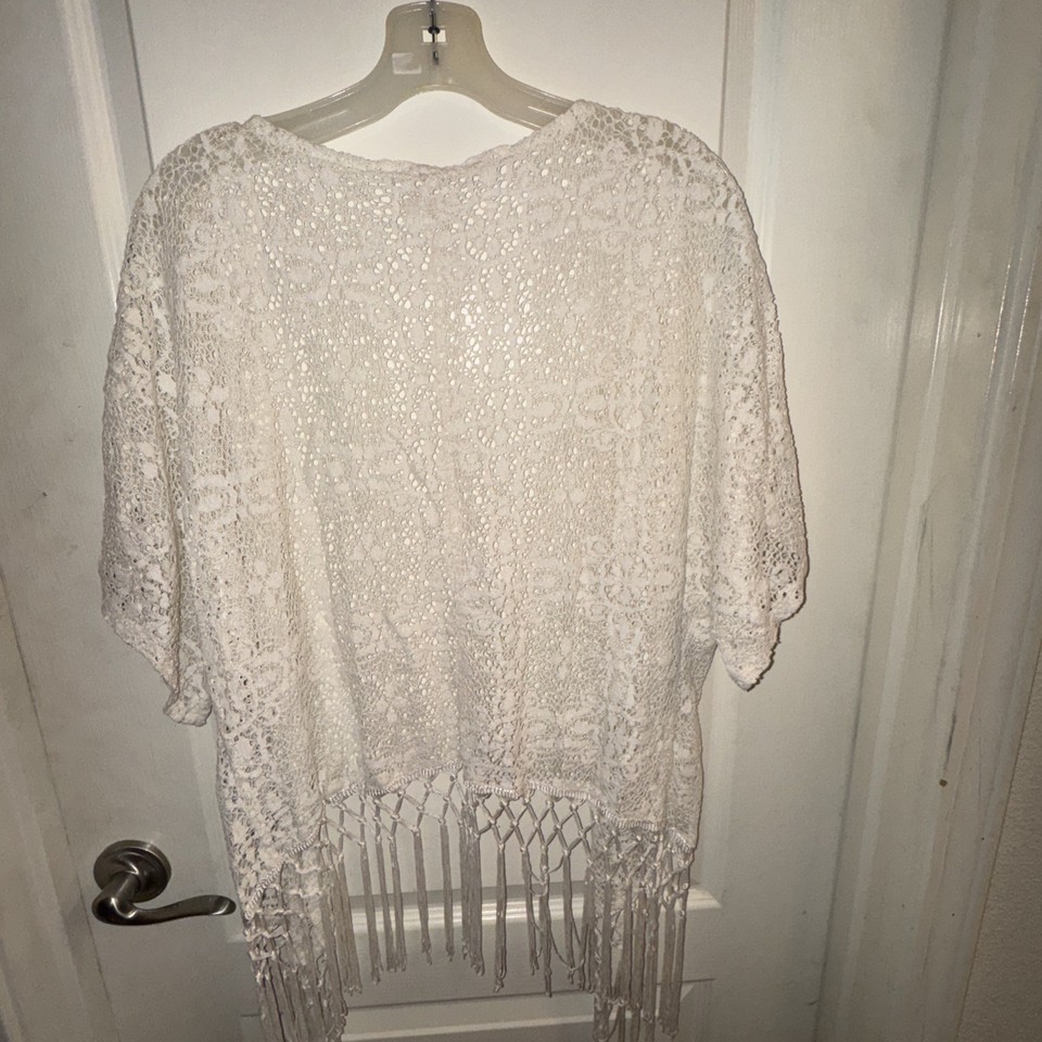 Hollister Kimono Lace Ivory Boho Cream Festival Fringe Sz M | eBay