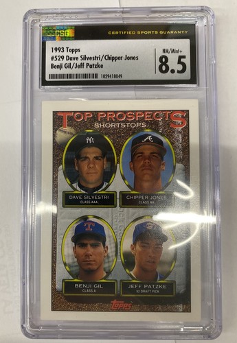 1993 Topps #529 Top Prospects Shortstops w/ Chipper Jones RC HOF CSG ...