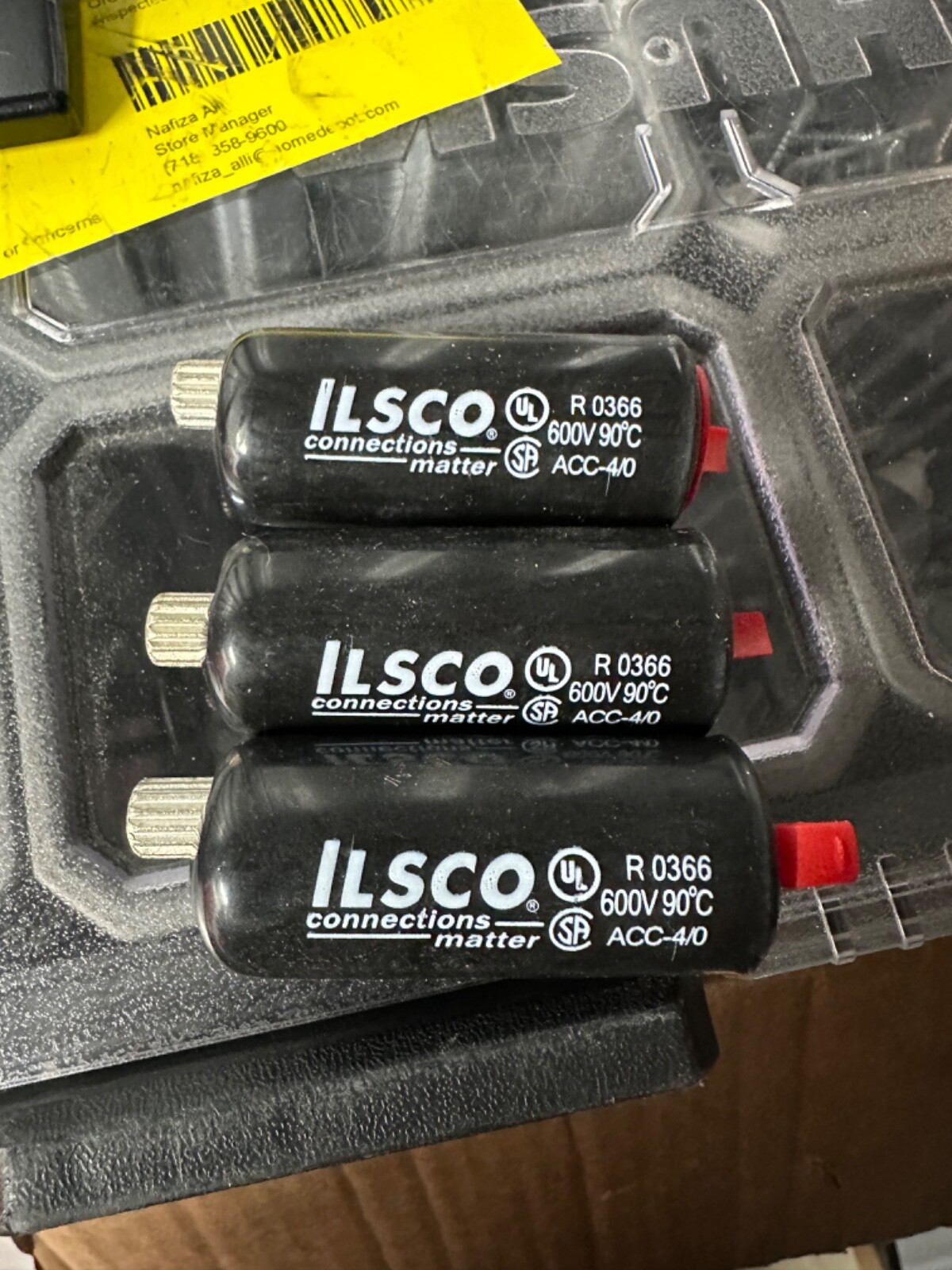 NEW .. ILSCO 600V Aluminum Pin Connector AL9, 4/0 STR Cat# ACC-4/0 ...