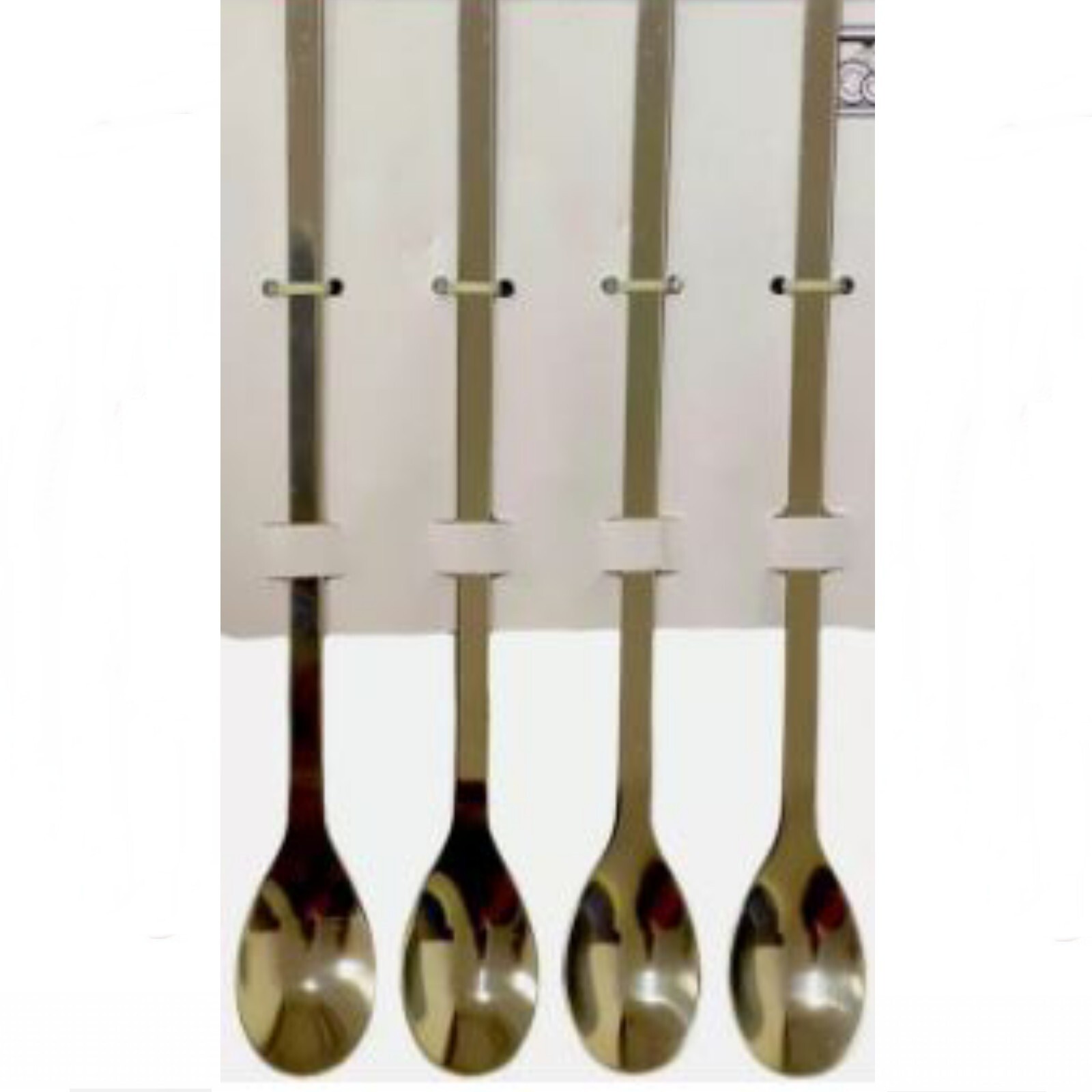 4 Long Handled Cocktail Spoons Knickerbocker Latte Sundae Teaspoons Bar ...