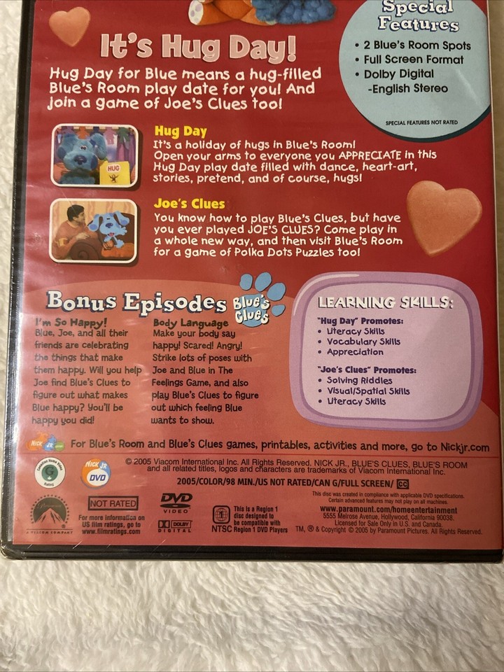 Blues Clues It’s Hug Day Dvd NIP Sealed Nick Jr Blue’s Room 2005 ...