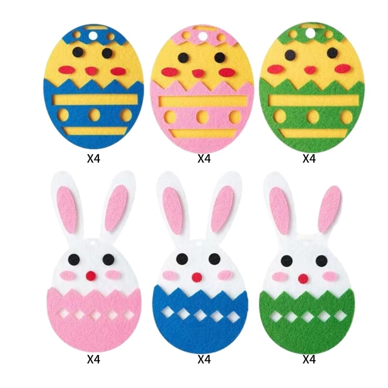 24pcs Eye Catching Easter Ornament Felt Rabbit Eggs Pendant for Kids ...