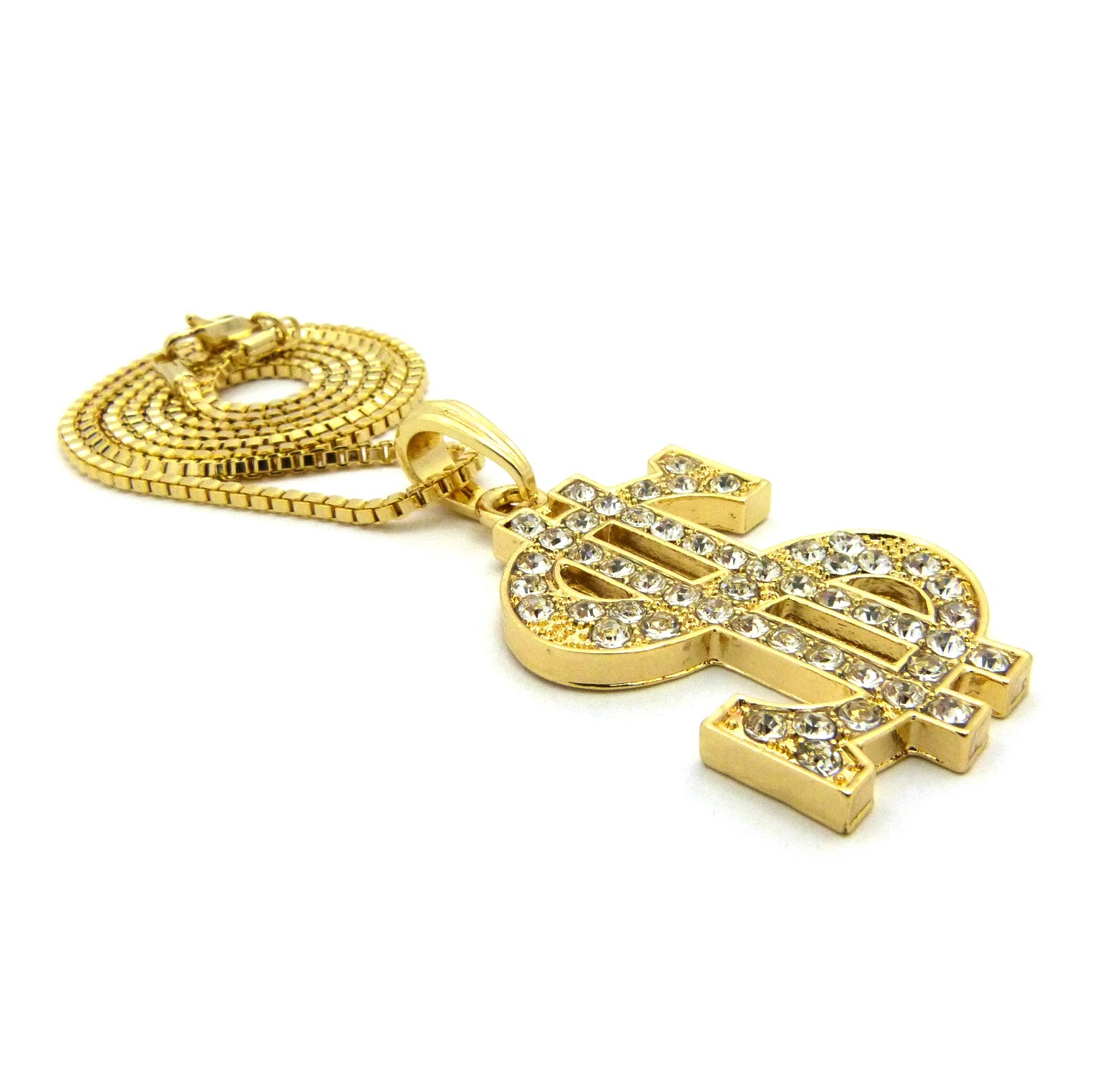 NEW DOLLAR SIGN PENDANT & 24" BOX/CUBAN/ROPE CHAIN HIP HOP NECKLACE ...