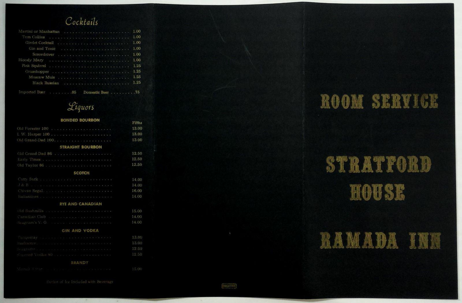 Original Vintage ROOM SERVICE Menu RAMADA INN STRATFORD HOUSE ...
