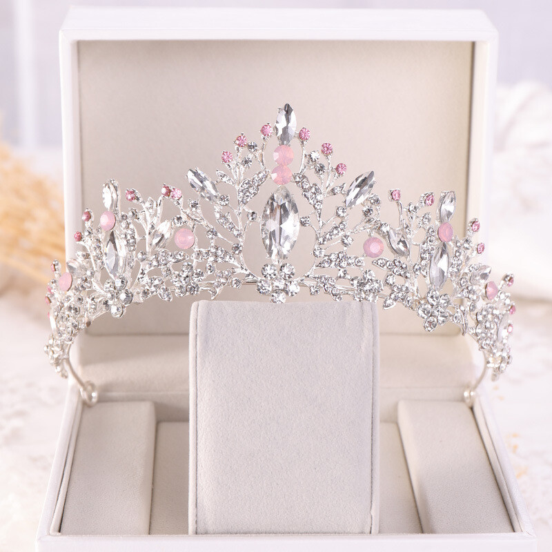 7cm Tall Leaf Crystal Wedding Bridal Queen Princess Prom Tiara Crown ...