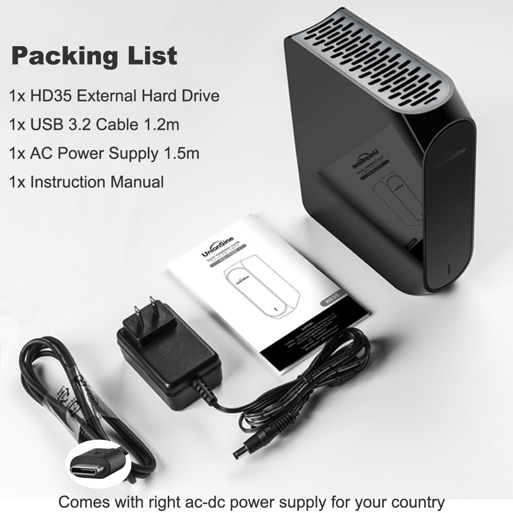 UnionSine External Hard Drive 8TB 10TB 12TB 16TB 18TB HDD USB3.2 ...