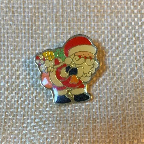 Vintage Santa With Gifts and Bag Over Shoulder Gold tone & Red Enamel ...