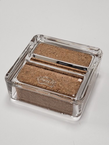 Rare GLASS + CORK Pop-Up POST-IT Note DISPENSER Sleek Modern Design ...