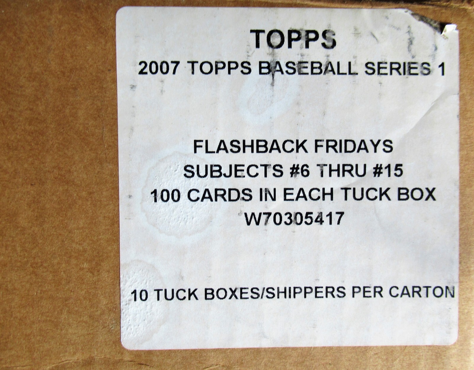 2007 Topps Baseball Flashback Fridays Series 1 case of 10 boxes -100 ...