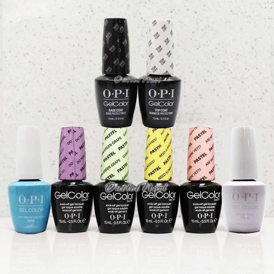 OPI GelColor The PASTELS COLLECTION SET All 6 Shades / Base Top Coat ...
