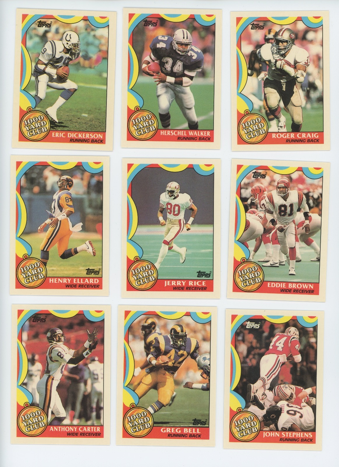 1989 Topps Football, 1000 Yard Club, 24 Card Set, NM/M, GB1 | eBay
