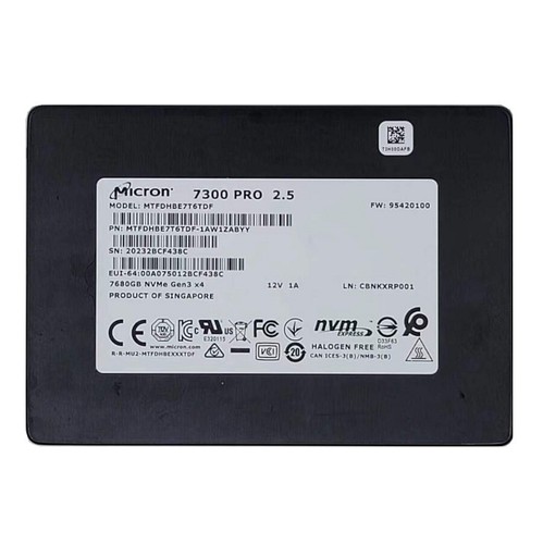Micron 7300 PRO 7.68TB SSD U.2 2.5" NVMe 7680GB Solid State Drive ...