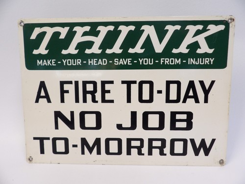 THINK Fire Prevention Vintage Safety Sign | eBay