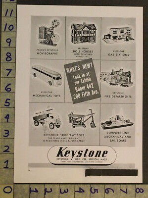 1949 TOY AD KEYSTONE BOSTON GAS STATION FIRE BUS FARM BOAT DOLL HOUSE ...