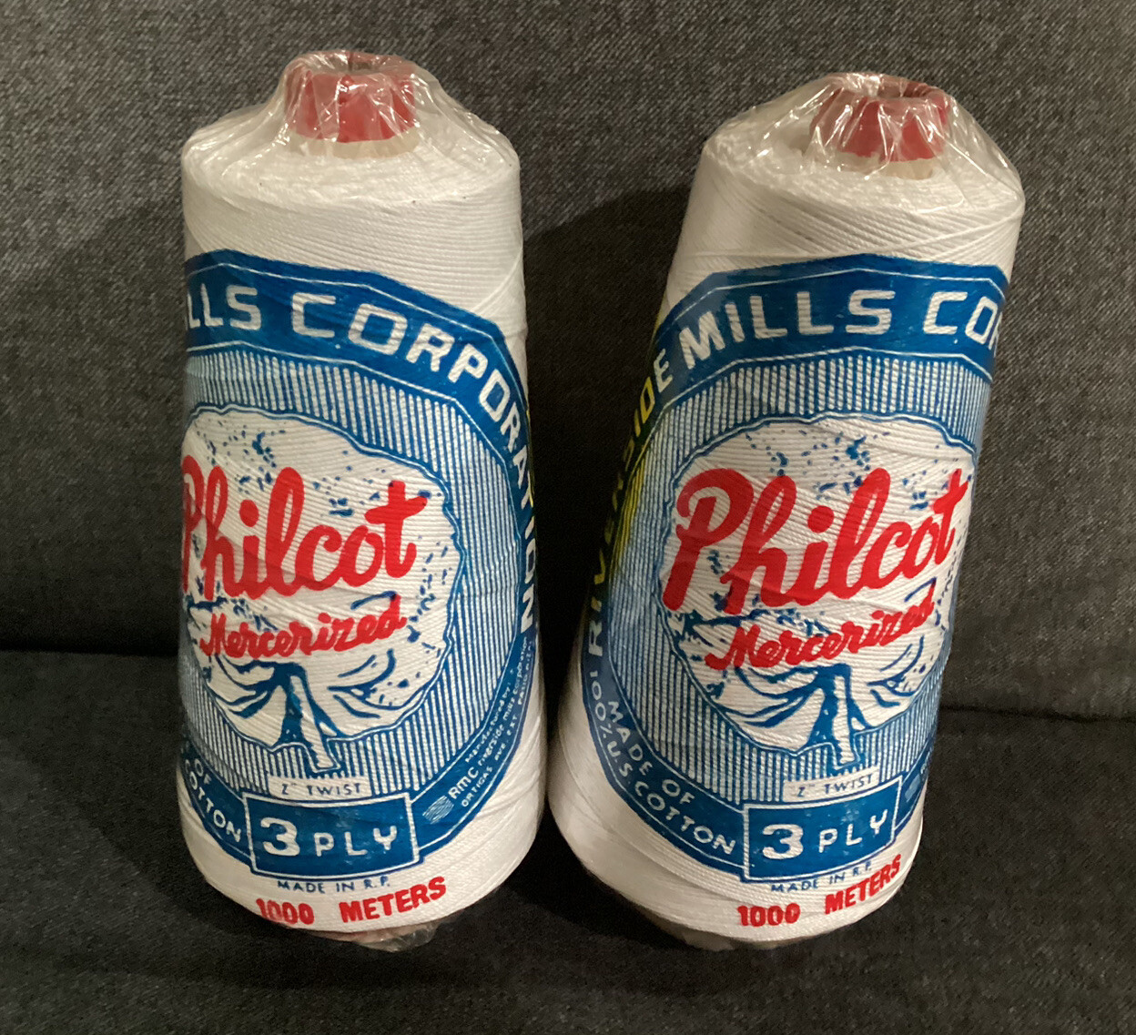 Philcot Mercerized 3 Ply Cotton Thread, 2 Spools, 1000 Meters Each, Z ...