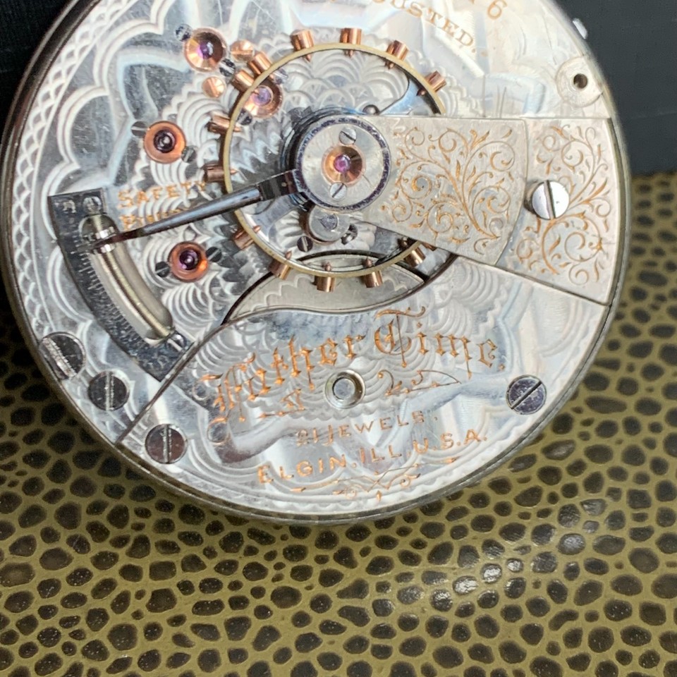 1901 Elgin 252 Father Time 18S 21 Jewels Railroad Pocket Watch Movement ...
