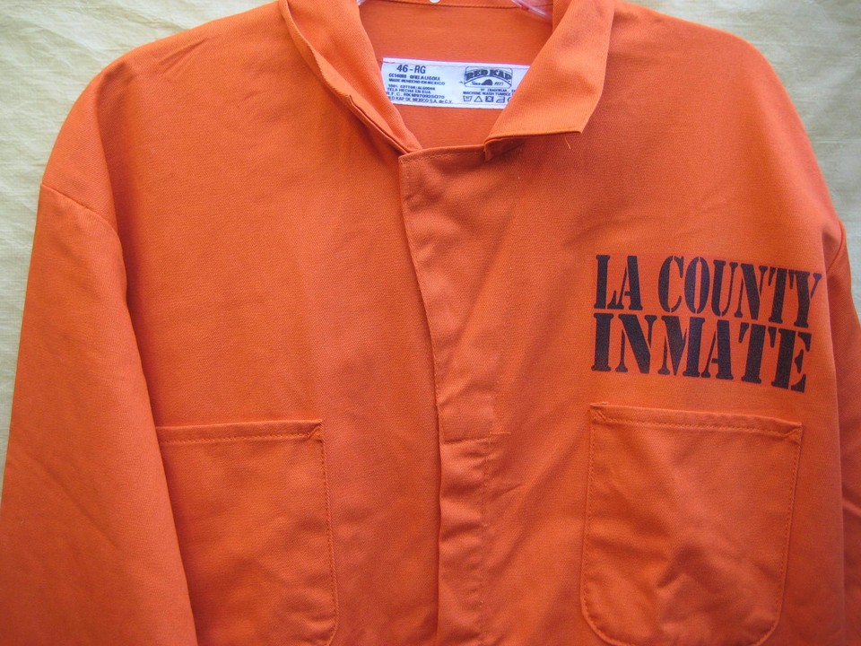 CUSTOM PRINTED Jail Inmate Orange JUMPSUIT Costume Halloween Cosplay HI ...
