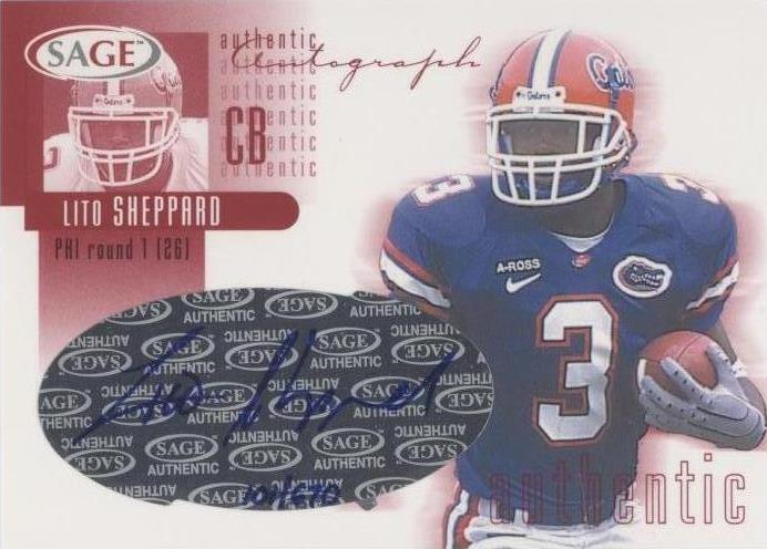 2002 Sage - Autographs Lito Sheppard #A36 Red /670 (AU, RC) for sale ...
