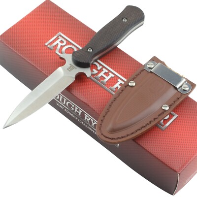 Rough Ryder Fixed Blade Small Boot Knife RR1810 Black Handle Brown ...