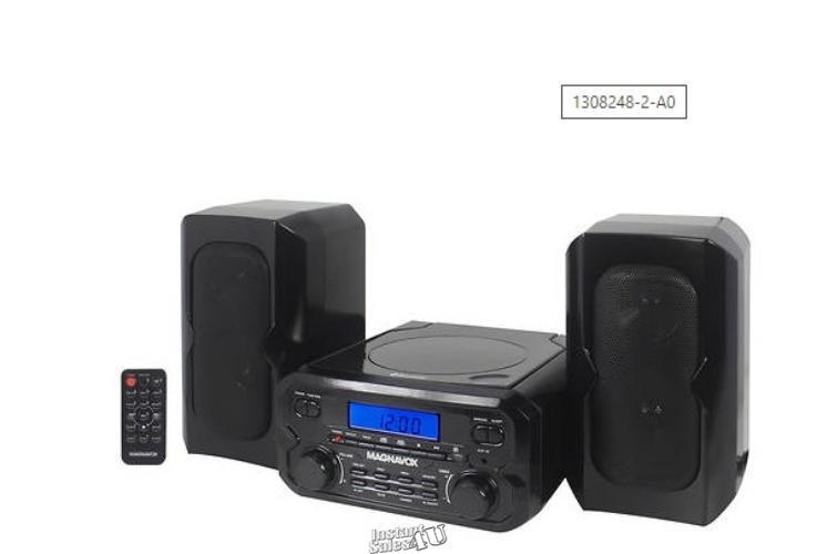 Magnavox 3-Piece Bluetooth Stereo BLACK MM435M-BK CD Shelf System Radio ...
