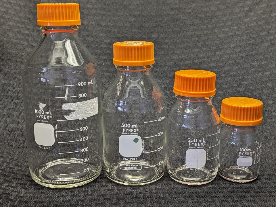 (4/pk) Lab Glass GL-45 100mL, 250mL, 500mL, 1L, 2L Reagent Media ...